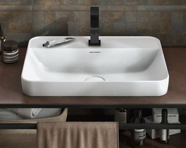 Раковина Kerama Marazzi Plaza 55 x 40 см PLR.wbi.55.1, белая глянцевая ...